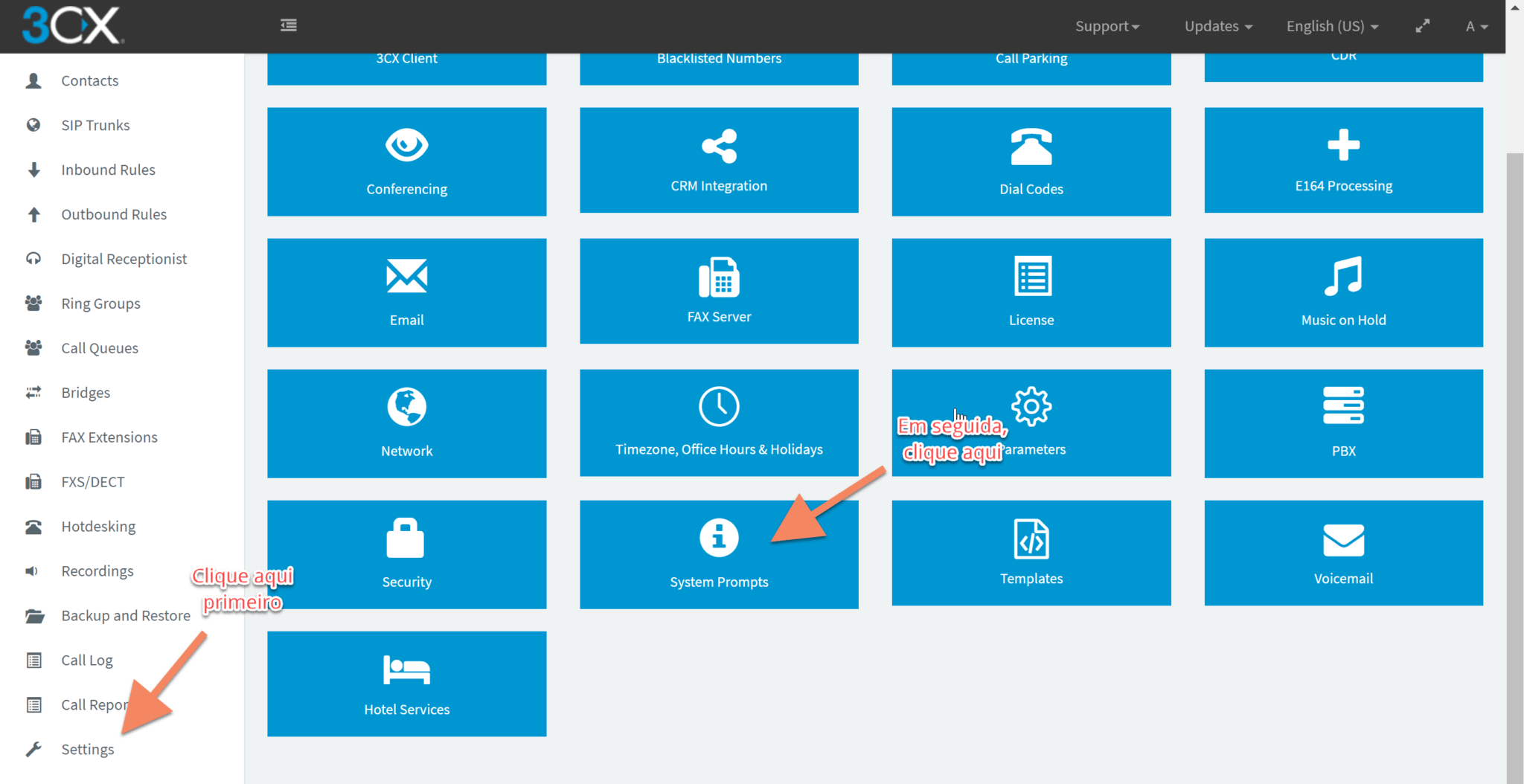Tutorial 3CX - Traduzindo Prompts de Audio para Portugues Brasil - Witec